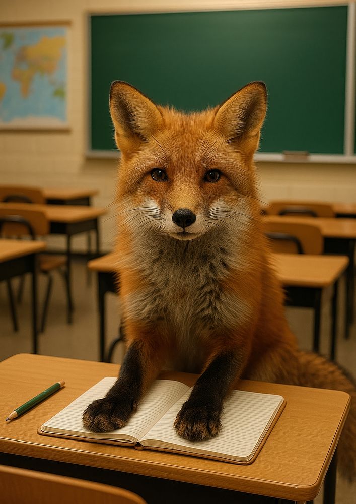 Fox studies in classroom setting | Free Photo Illustration - rawpixel