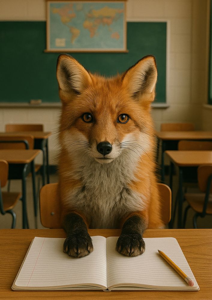 Fox studies in classroom setting | Free Photo Illustration - rawpixel