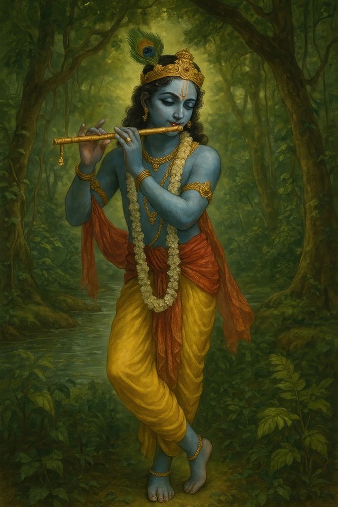 Divine figure playing enchanting flute. | Free Photo Illustration ...