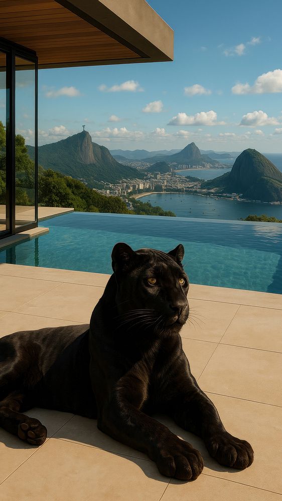 Panther overlooks stunning Rio landscape. | Free Photo Illustration ...