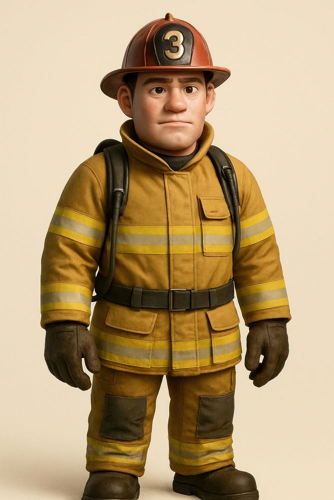 Brave firefighter character illustration. | Free Photo Illustration - rawpixel