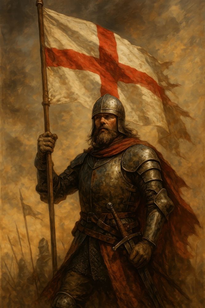 Medieval knight holding flag | Free Photo Illustration - rawpixel