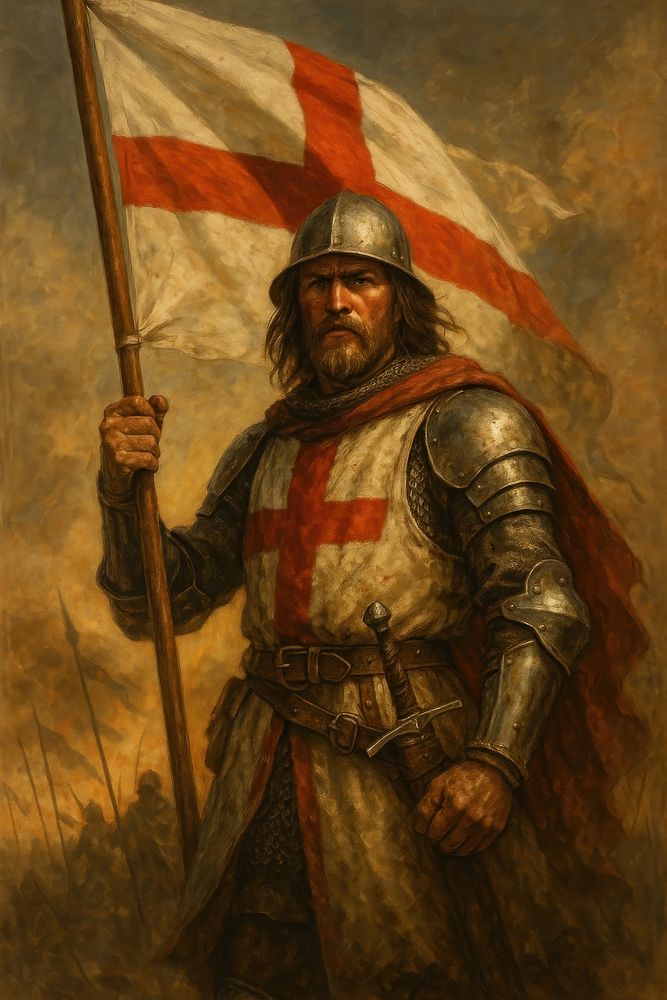 Medieval knight with flag | Free Photo Illustration - rawpixel