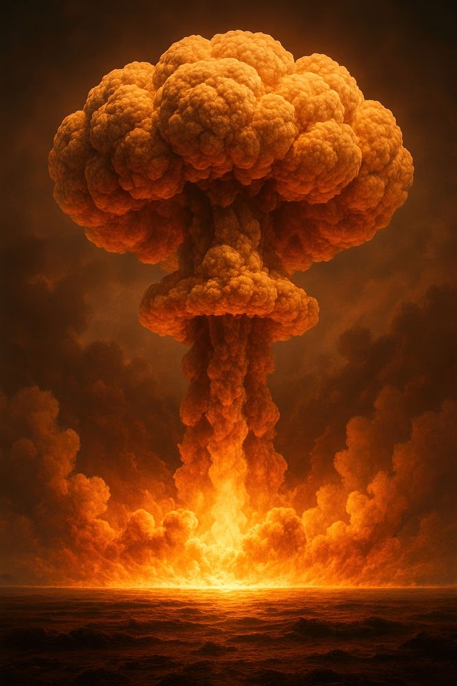 Explosive fiery mushroom cloud illustration. | Free Photo Illustration ...