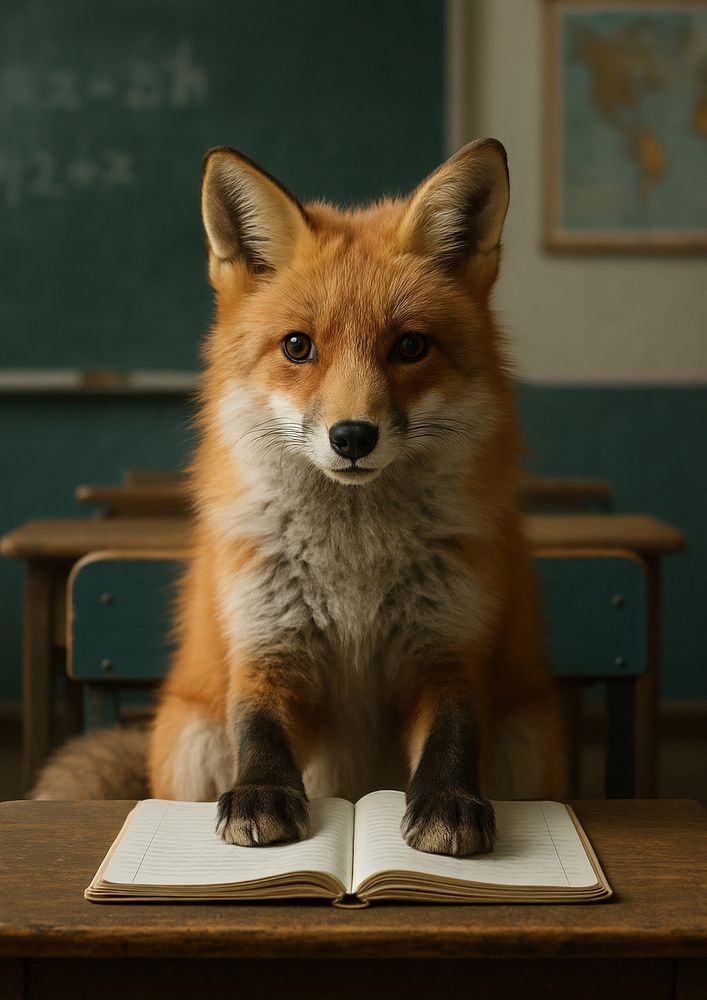 Fox studies in classroom setting | Free Photo Illustration - rawpixel