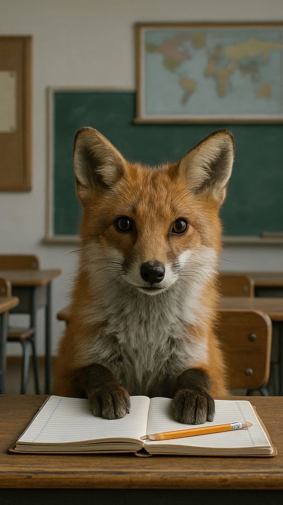 Fox studies classroom notebook | Free Photo Illustration - rawpixel
