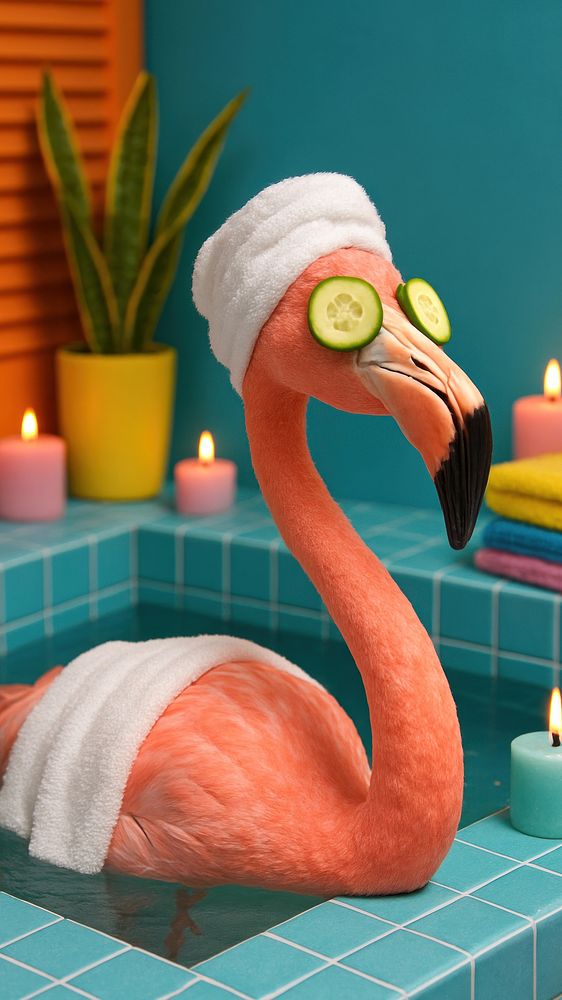 Flamingo spa relaxation wallpaper. | Free Photo - rawpixel