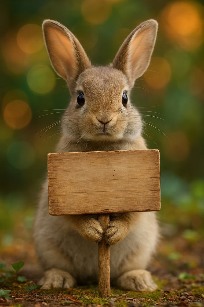 Adorable rabbit holding sign | Free Photo - rawpixel