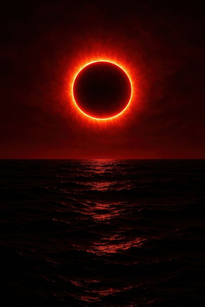 Eclipse over dark ocean waves | Free Photo - rawpixel