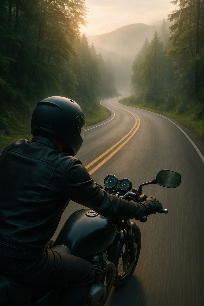 Motorcyclist riding scenic road | Free Photo - rawpixel