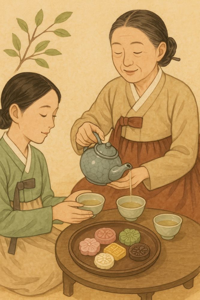 Traditional Korean tea ceremony illustration. | Free Photo Illustration ...