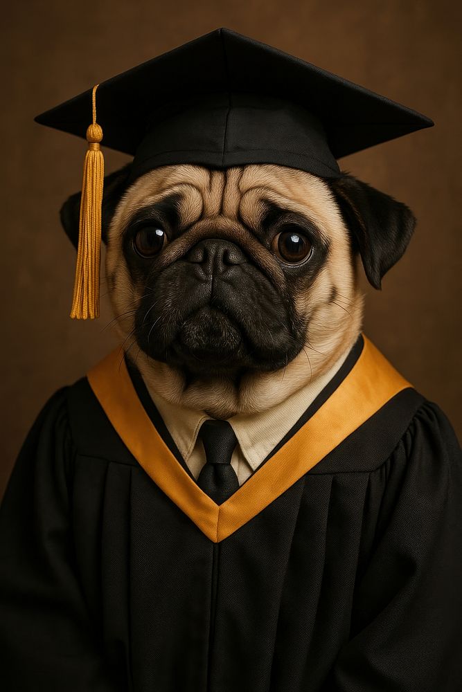 Pug in graduation attire posing | Free Photo - rawpixel