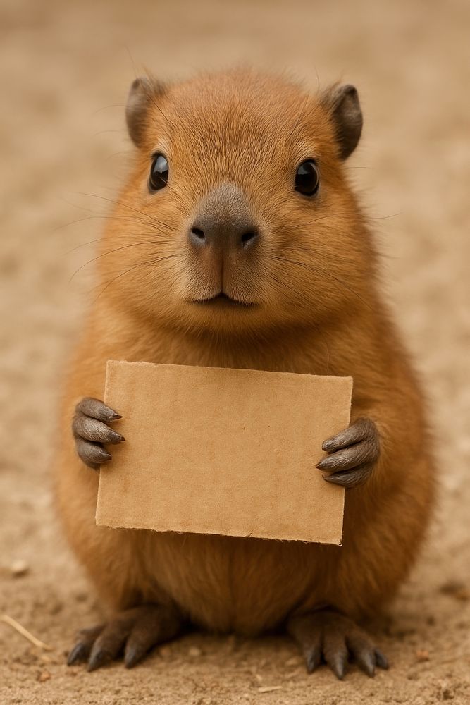 Cute capybara holding sign | Free Photo - rawpixel