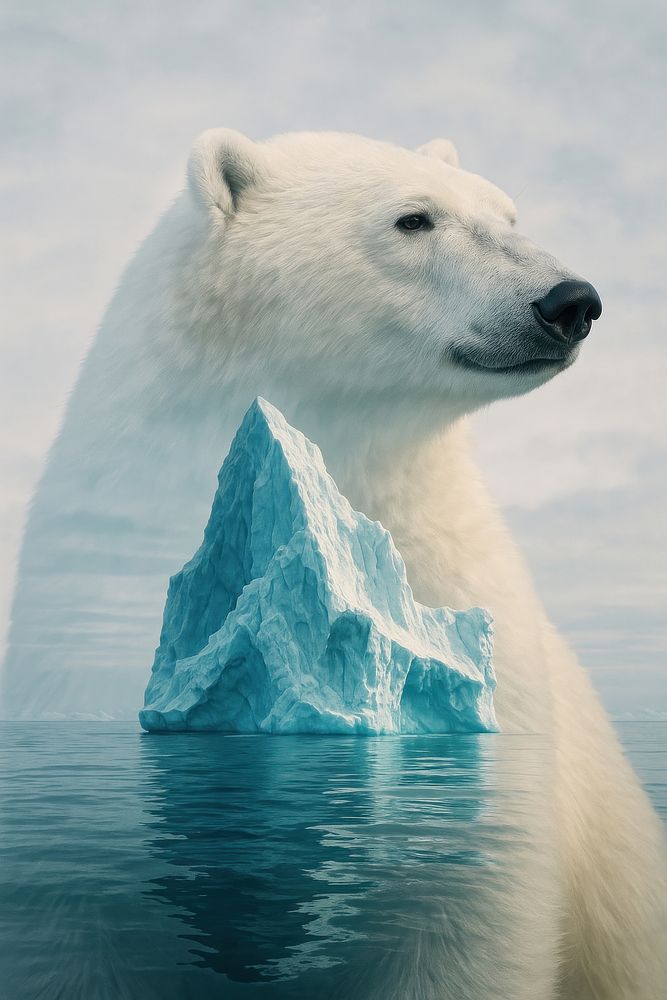 Majestic polar bear iceberg reflection | Free Photo - rawpixel