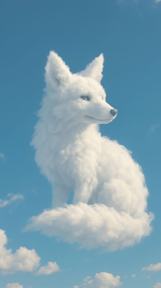 Whimsical cloud fox illustration | Free Photo Illustration - rawpixel