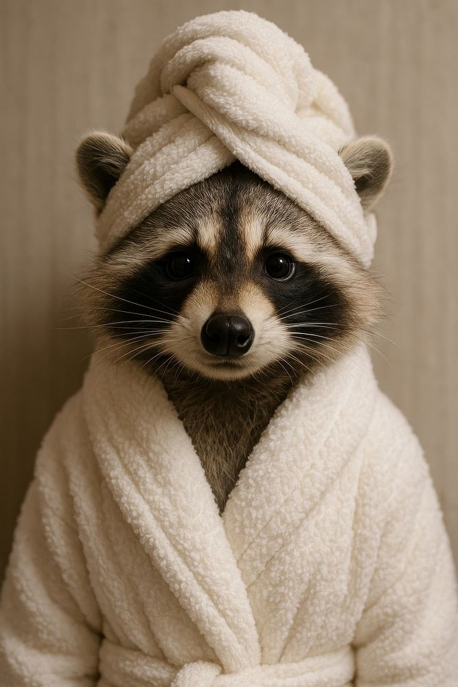 Raccoon spa day delight | Free Photo - rawpixel