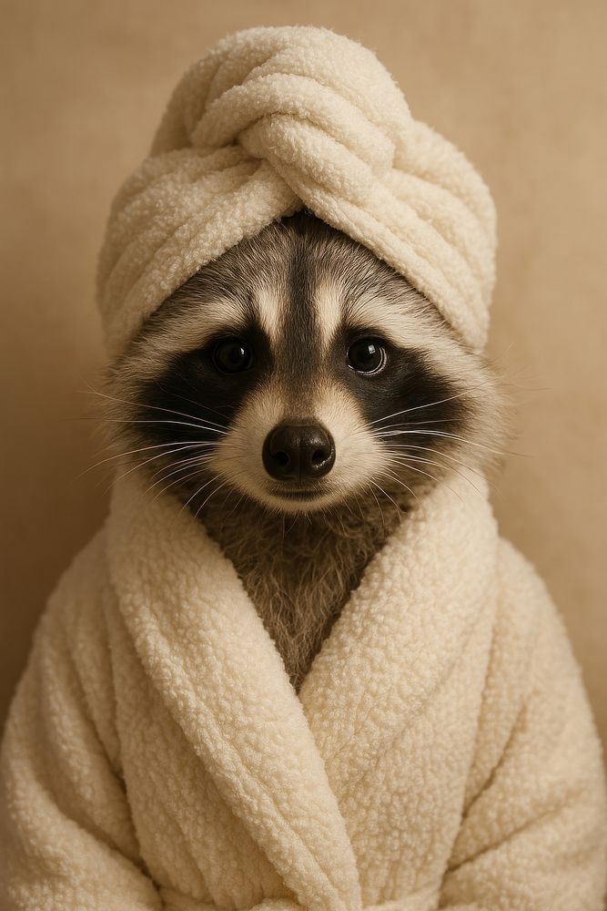 Raccoon spa day delight | Free Photo - rawpixel