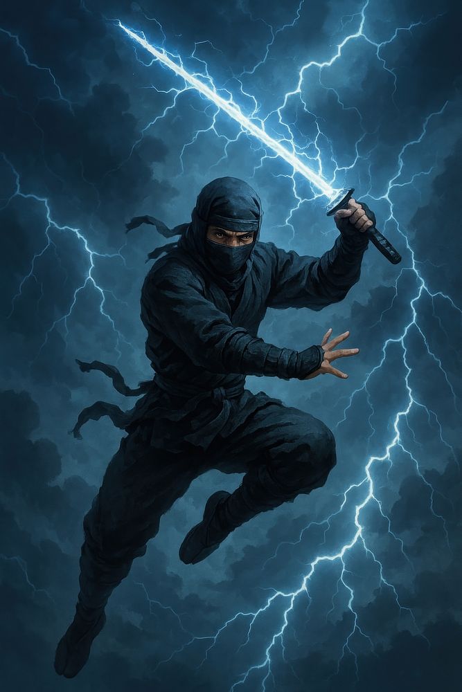 Ninja wielding lightning sword | Free Photo - rawpixel