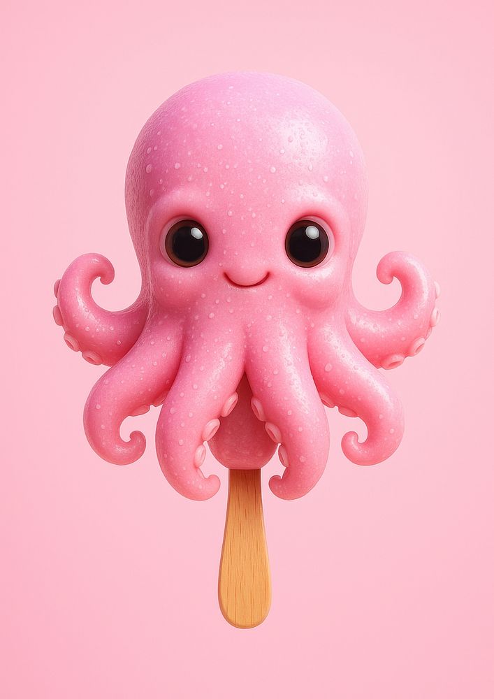 Cute pink octopus popsicle illustration. | Free Photo Illustration ...