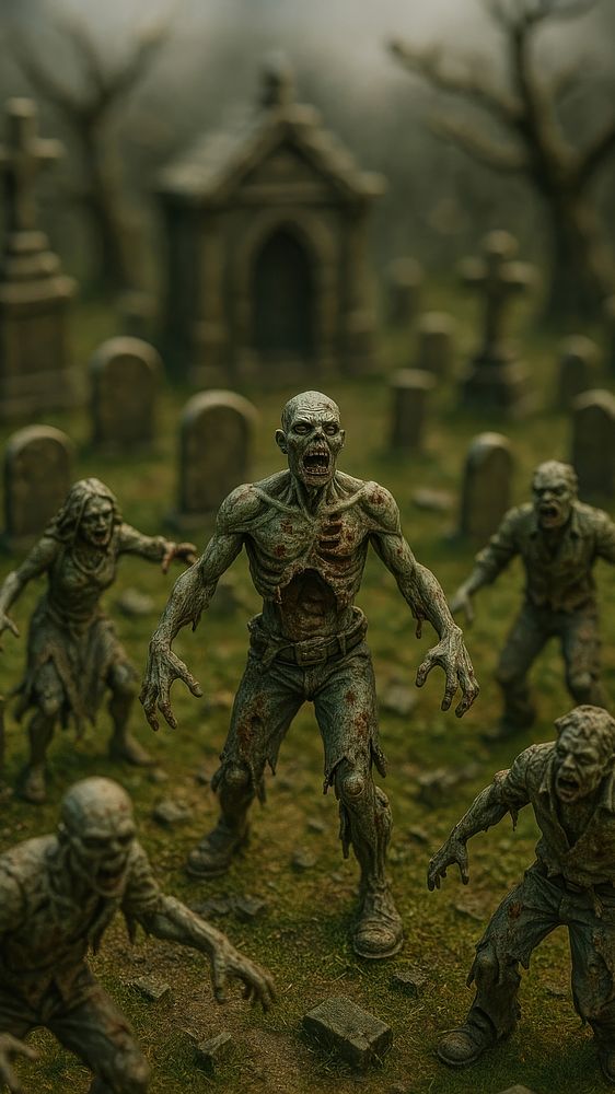 Terrifying undead roam eerie graveyard | Free Photo - rawpixel