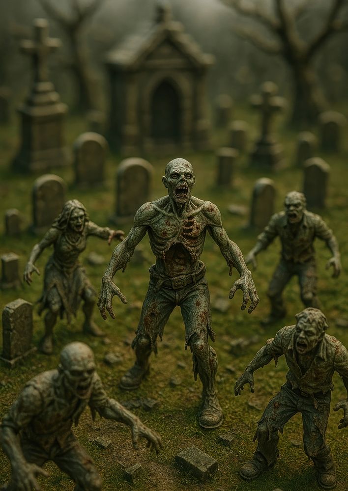Terrifying zombies roam graveyard | Free Photo - rawpixel