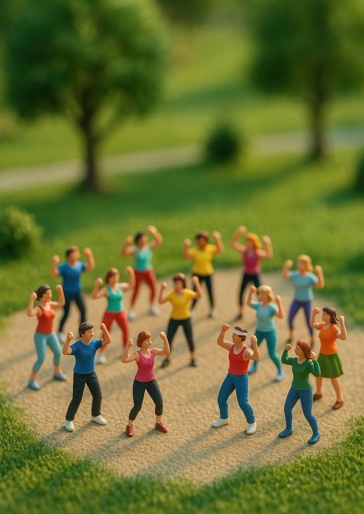 Miniature outdoor group exercise | Free Photo - rawpixel