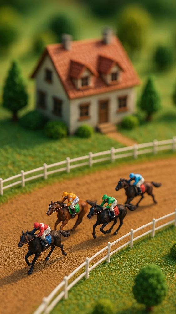 Miniature horse racing scene | Free Photo - rawpixel