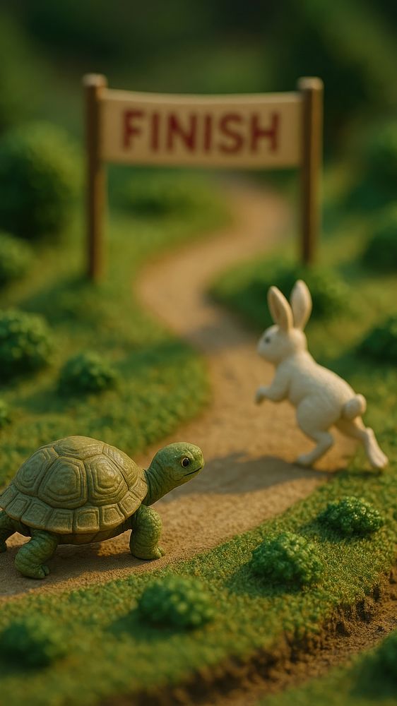 Tortoise racing hare finish | Free Photo - rawpixel
