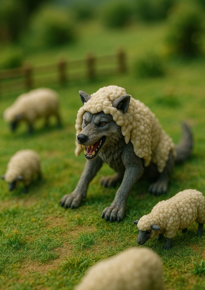 Wolf disguised among sheep | Free Photo - rawpixel