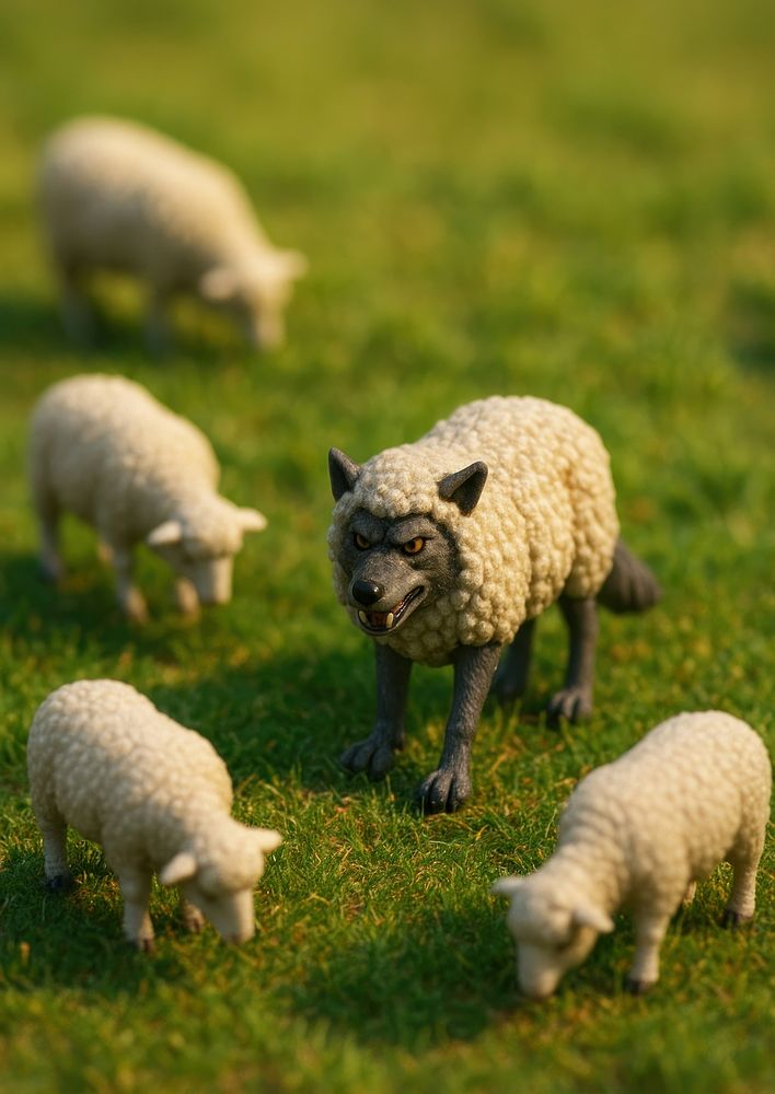 Deceptive wolf among sheep | Free Photo - rawpixel
