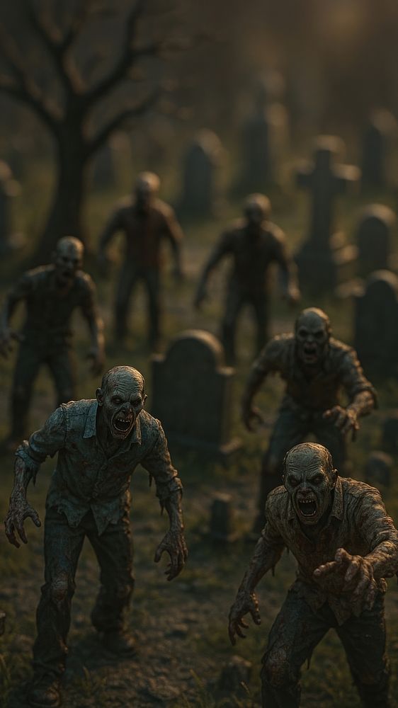Terrifying zombies in eerie graveyard. | Free Photo - rawpixel