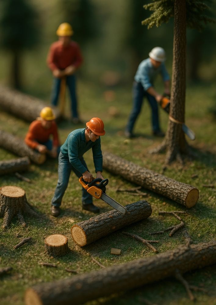 Miniature lumberjack scene forest | Free Photo - rawpixel
