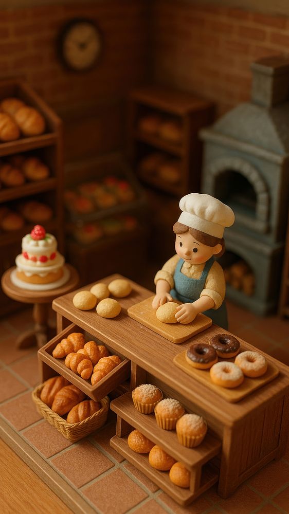 Charming miniature bakery scene. | Free Photo - rawpixel
