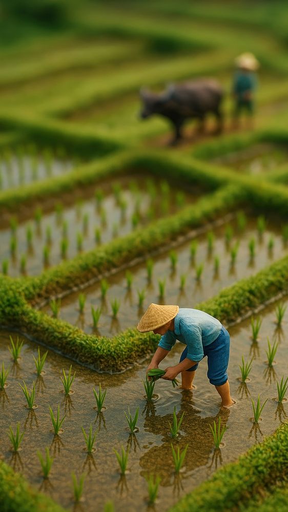 Miniature rice field scene | Free Photo - rawpixel