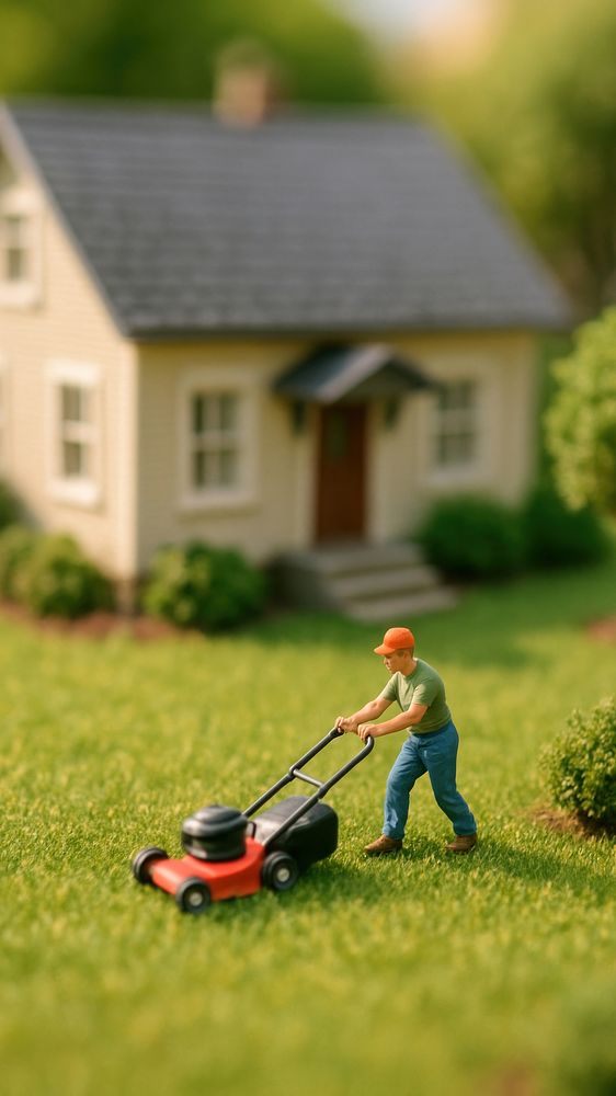 Miniature lawn care scene | Free Photo - rawpixel