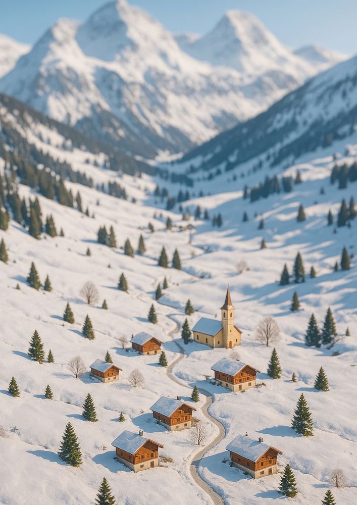 Idyllic snowy alpine village landscape | Free Photo - rawpixel