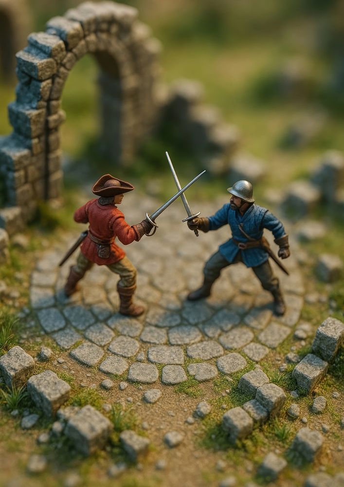 Miniature medieval duel scene | Free Photo - rawpixel