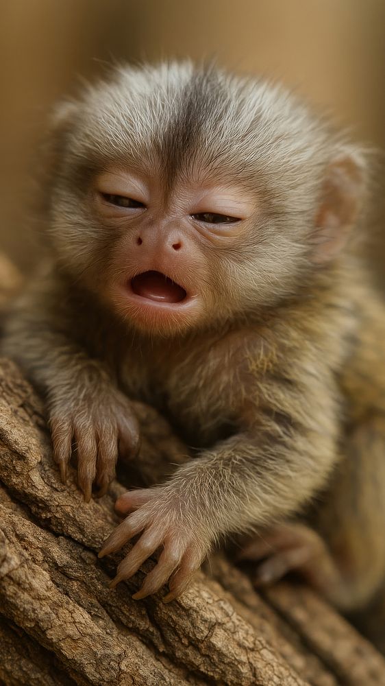 Adorable sleepy baby monkey yawning. | Free Photo - rawpixel
