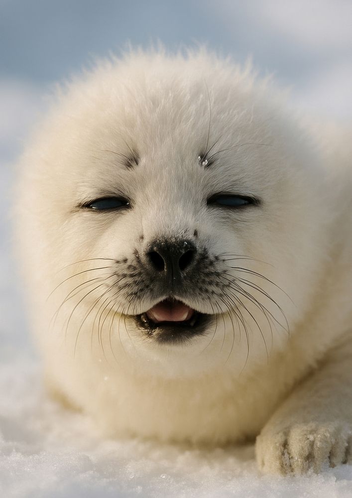 Adorable fluffy seal pup snow | Free Photo - rawpixel