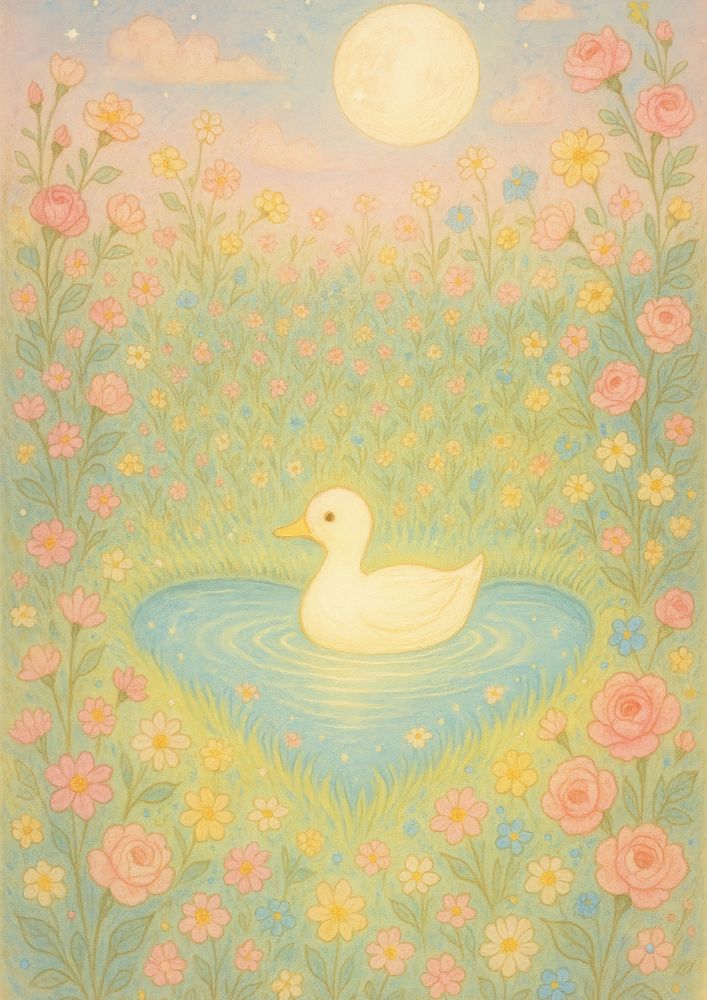 Whimsical duck pond illustration | Free Photo Illustration - rawpixel