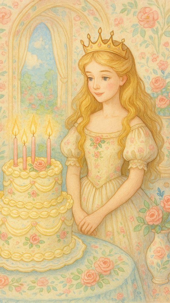 Princess celebrating birthday with cake | Free Photo Illustration ...