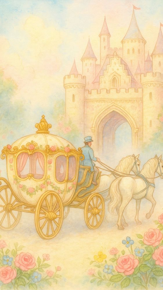Fairytale carriage castle scene | Free Photo Illustration - rawpixel