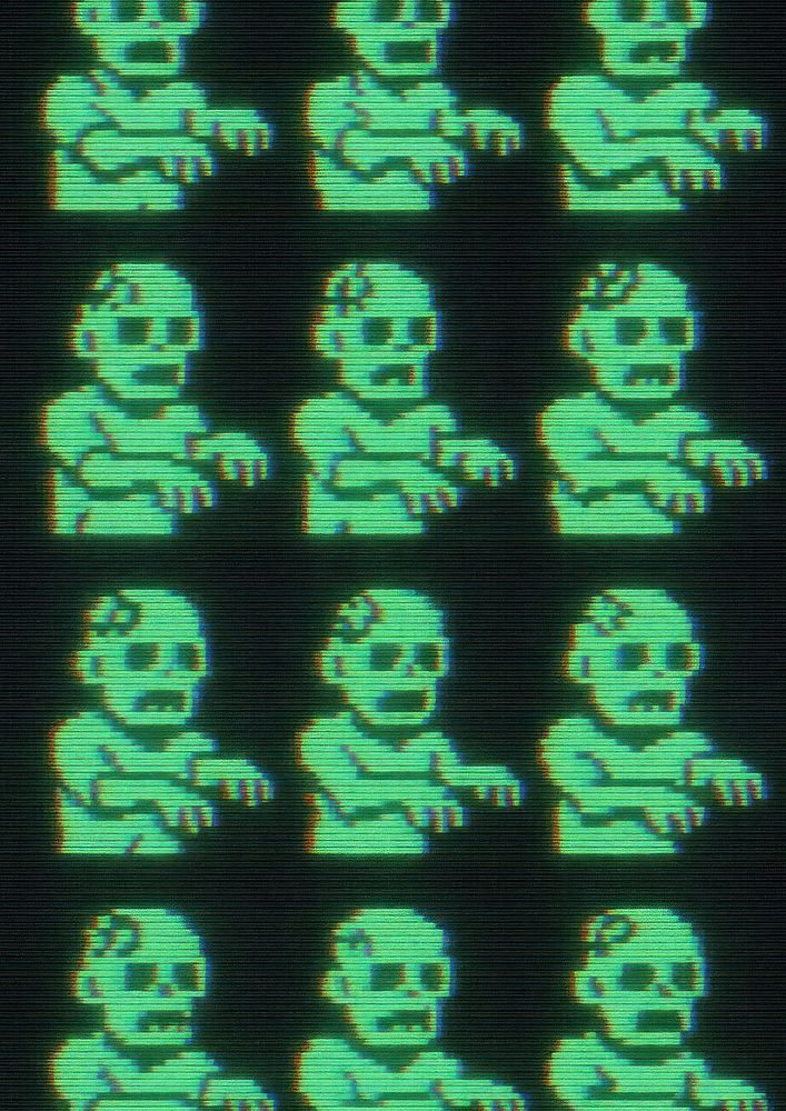 Retro pixelated zombie pattern | Free Photo Illustration - rawpixel