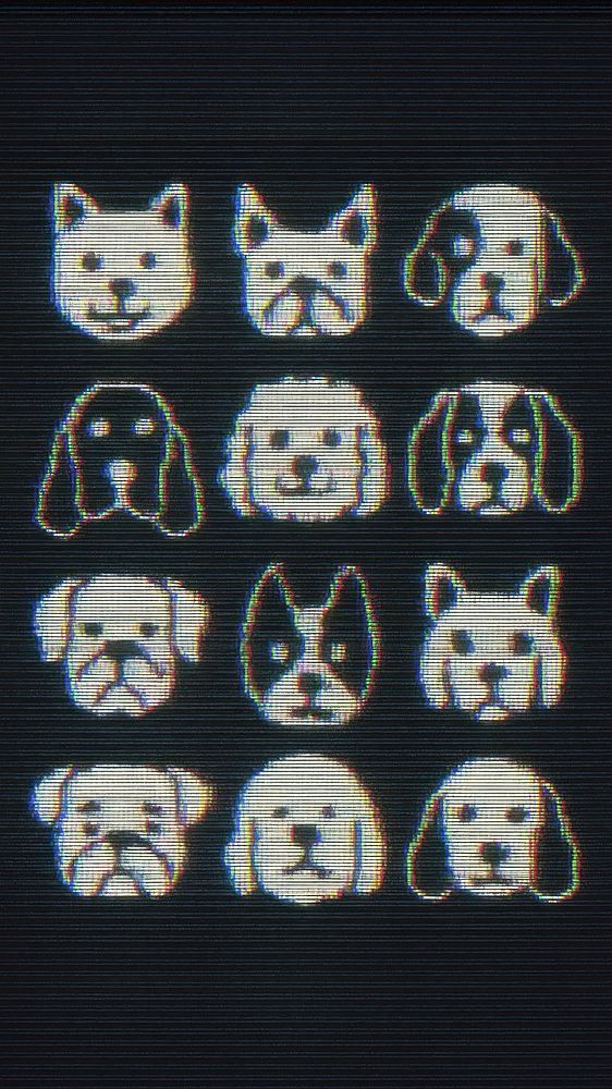 Retro pixelated dog faces wallpaper | Free Photo Illustration - rawpixel