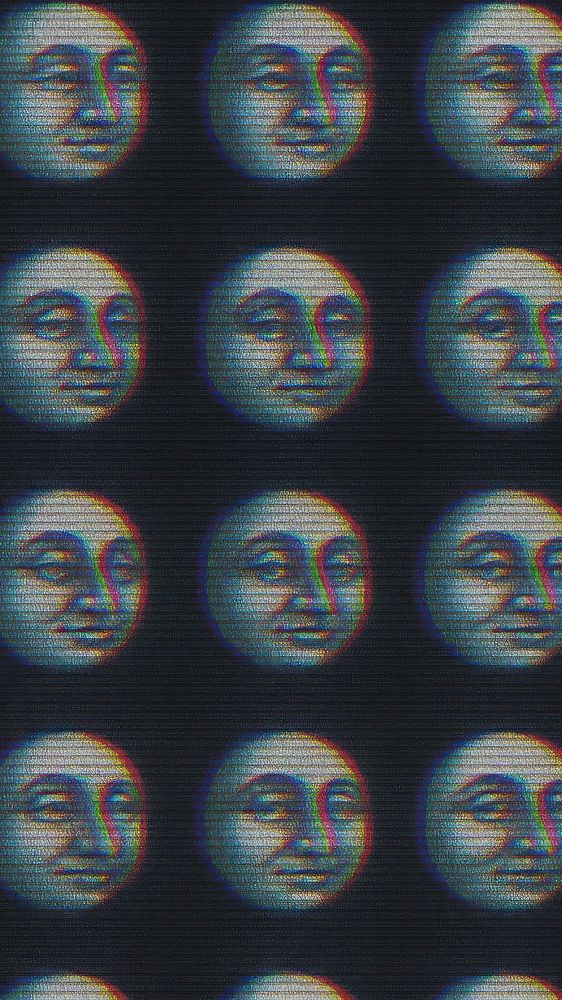 Vintage glitch moon faces wallpaper | Free Photo Illustration - rawpixel