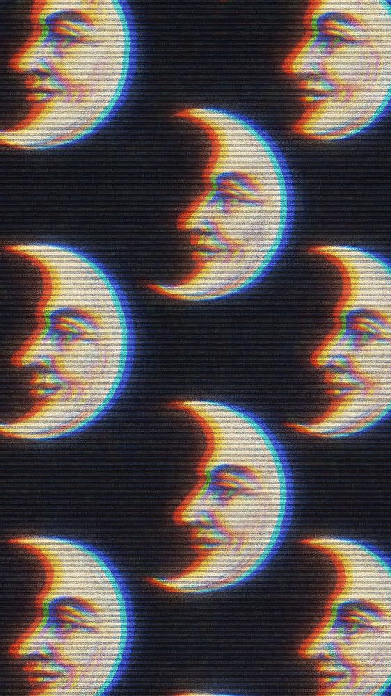 Retro moon pattern wallpaper | Free Photo Illustration - rawpixel