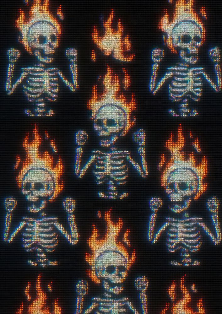Vibrant flaming skeleton pattern | Free Photo Illustration - rawpixel