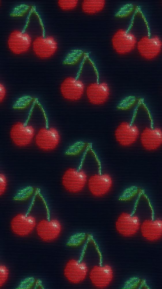 Retro cherries digital pattern wallpaper | Free Photo Illustration ...
