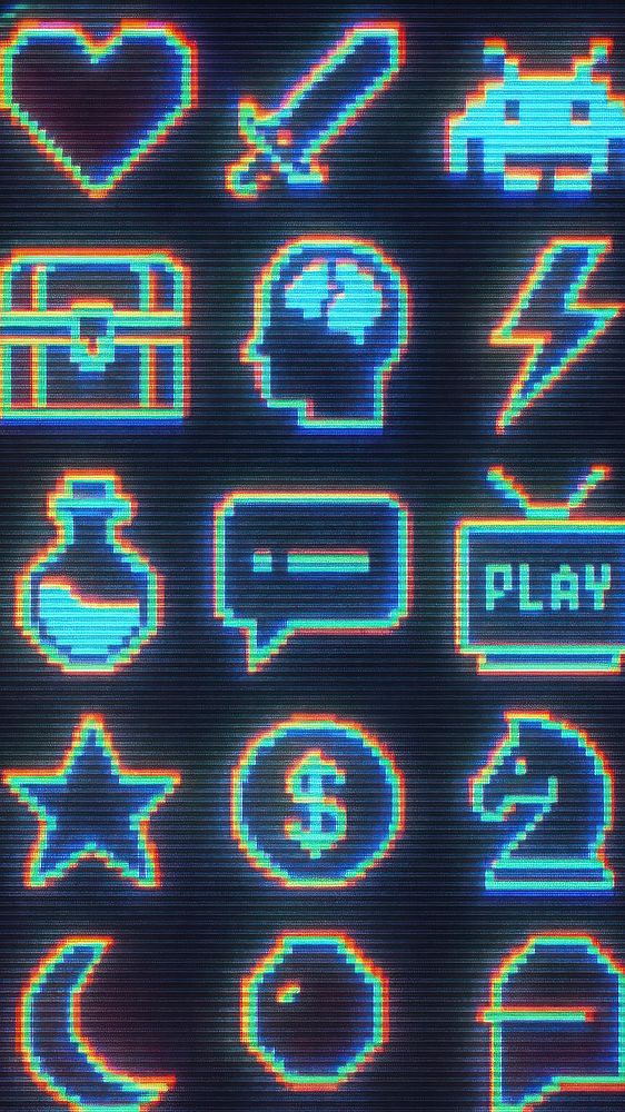 Retro gaming icons wallpaper | Free Photo Illustration - rawpixel