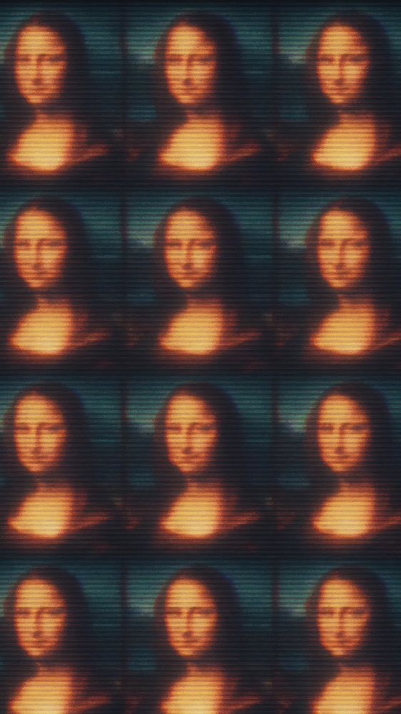 Retro Mona Lisa digital pattern | Free Photo Illustration - rawpixel
